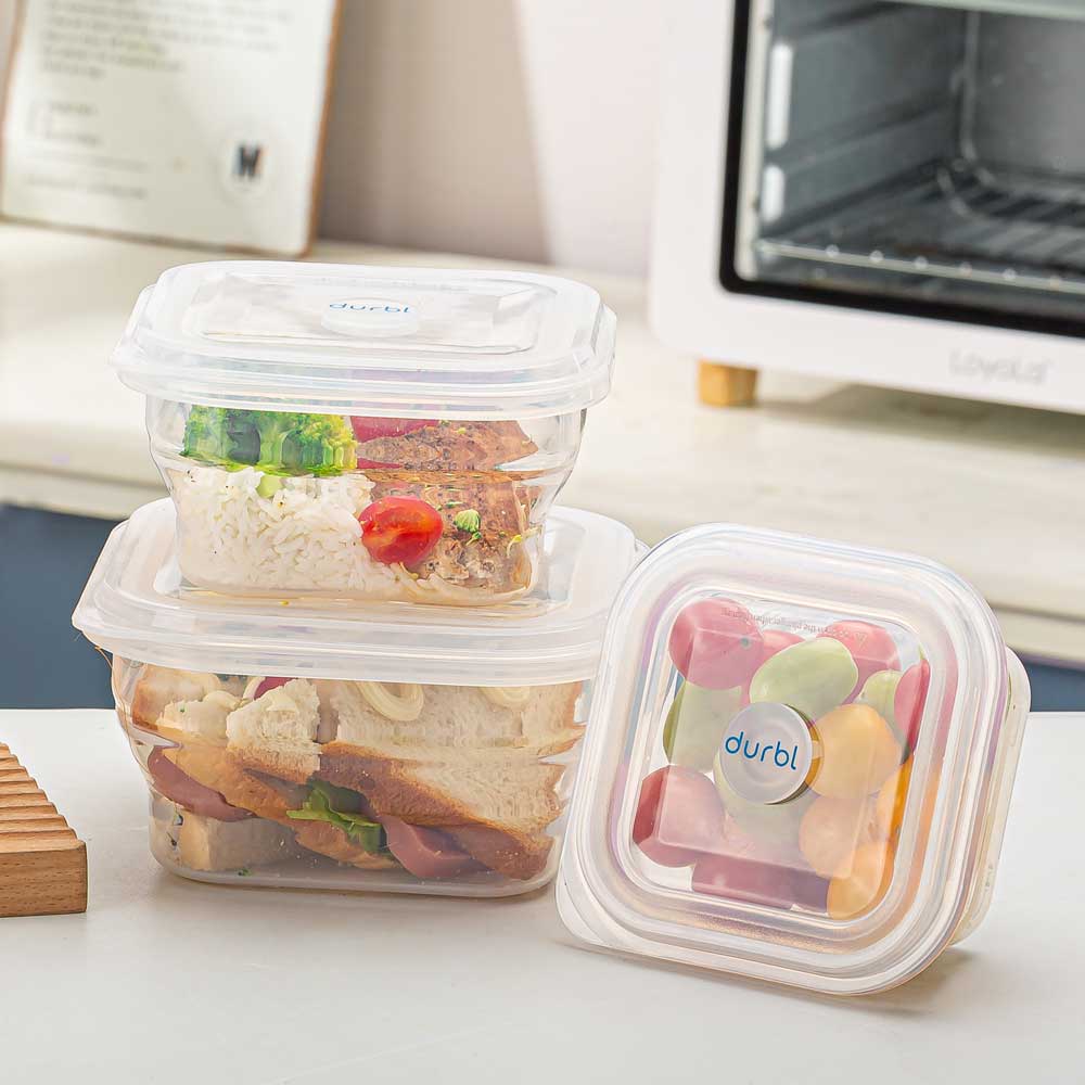 Durbl Silicone Fold-Up Containers with Lids — Bundle (3-Piece)